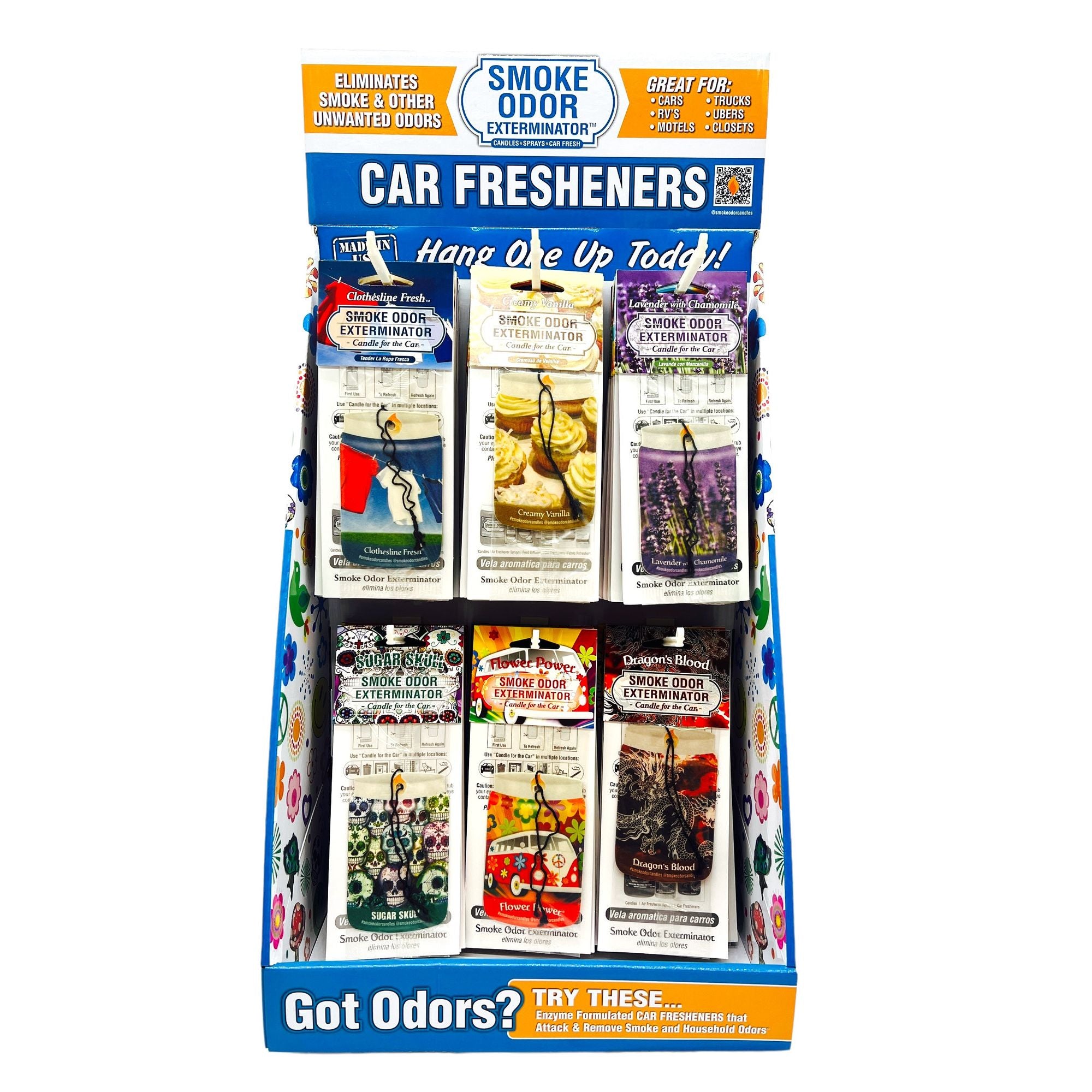 Smoke Odor Exterminator Car Air Freshener Display - Assorted Scents ...