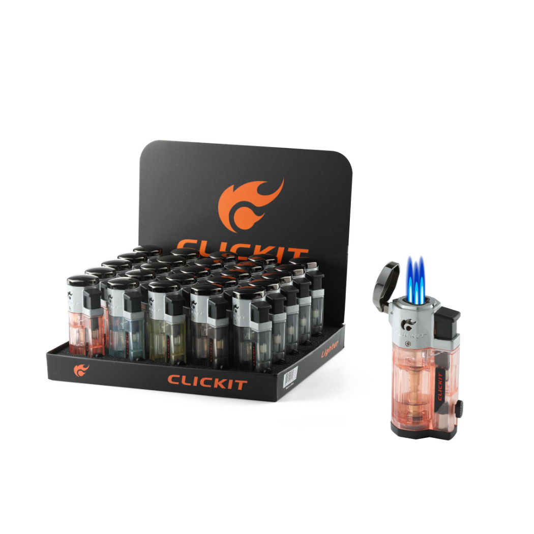 Clickit - Lighter - Triple Flame w/ Cigar Punch - 25ct [ GH-10871 ...