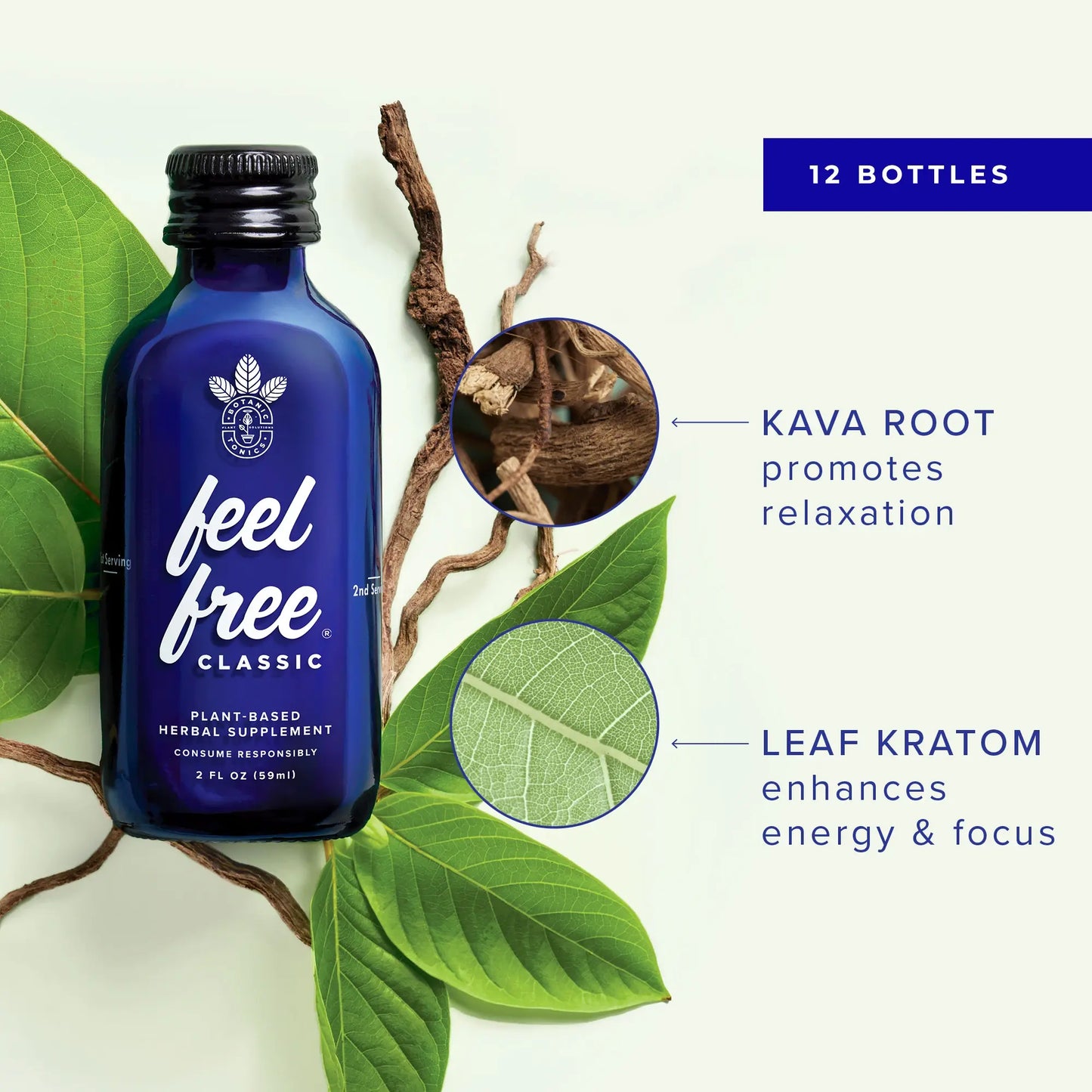 Feel Free Botanical Tonic - Kava Root & Kratom Extract - 12ct – Metro ...
